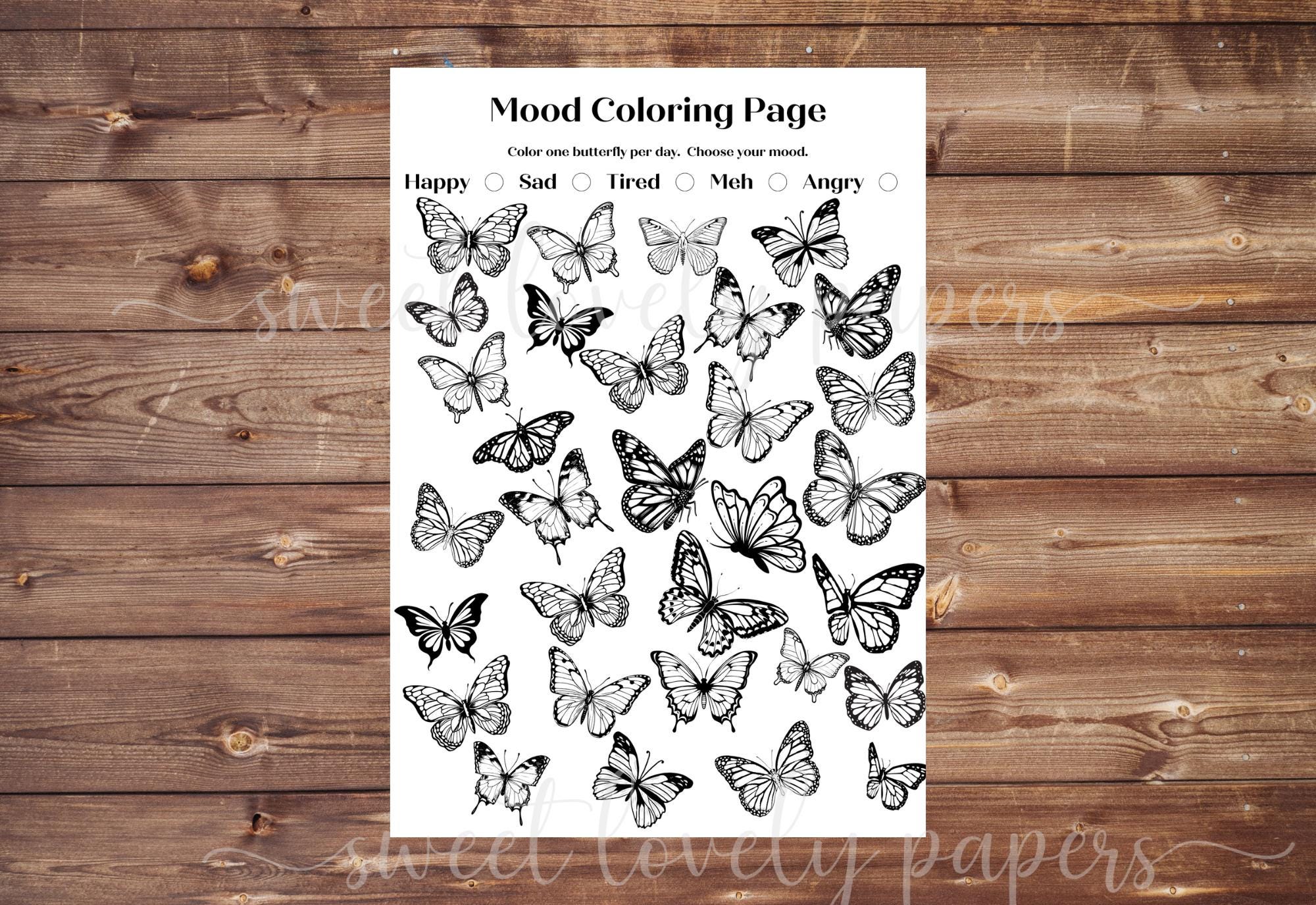Mood Tracker Coloring Page PRINTABLE Monthly Mood Tracker Journal Page ...