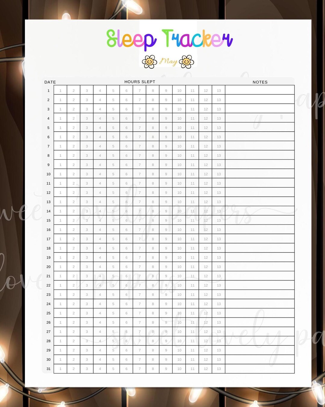 Sleep Tracker 12 Months PRINTABLE Journal Page, Fun Sleep Tracker ...