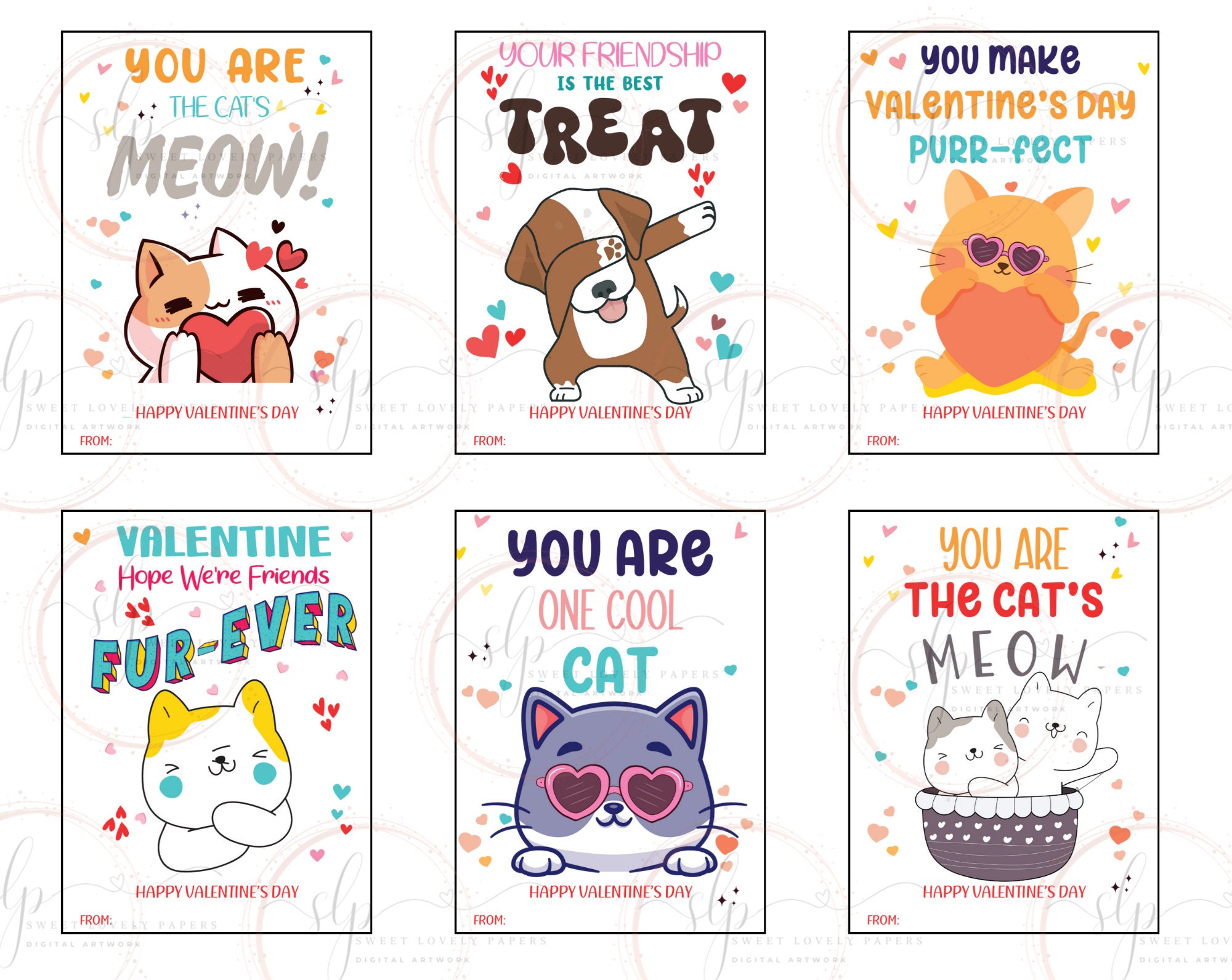 Printable Valentine's Day Cards, Dog Valentine's Gift Tags, Instant ...