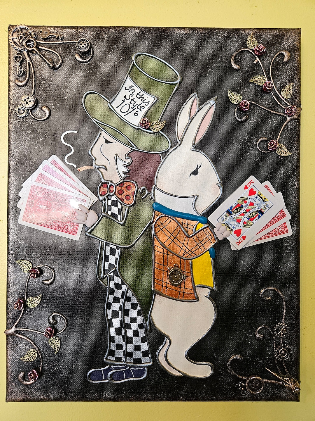 The Draw - Mad Hatter and White Rabbit Painting - Etsy