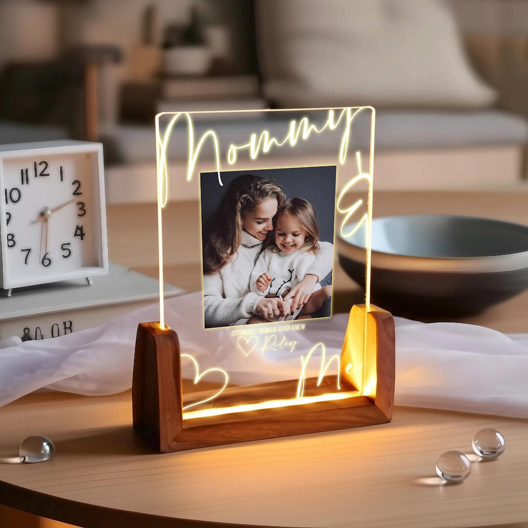 Custom Mommy & Me Acrylic Night Light – Custom Photo LED Frame With ...