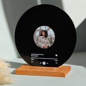Personalized Vinyl Record Plaque Wooden Stand Custom Photo Song ...