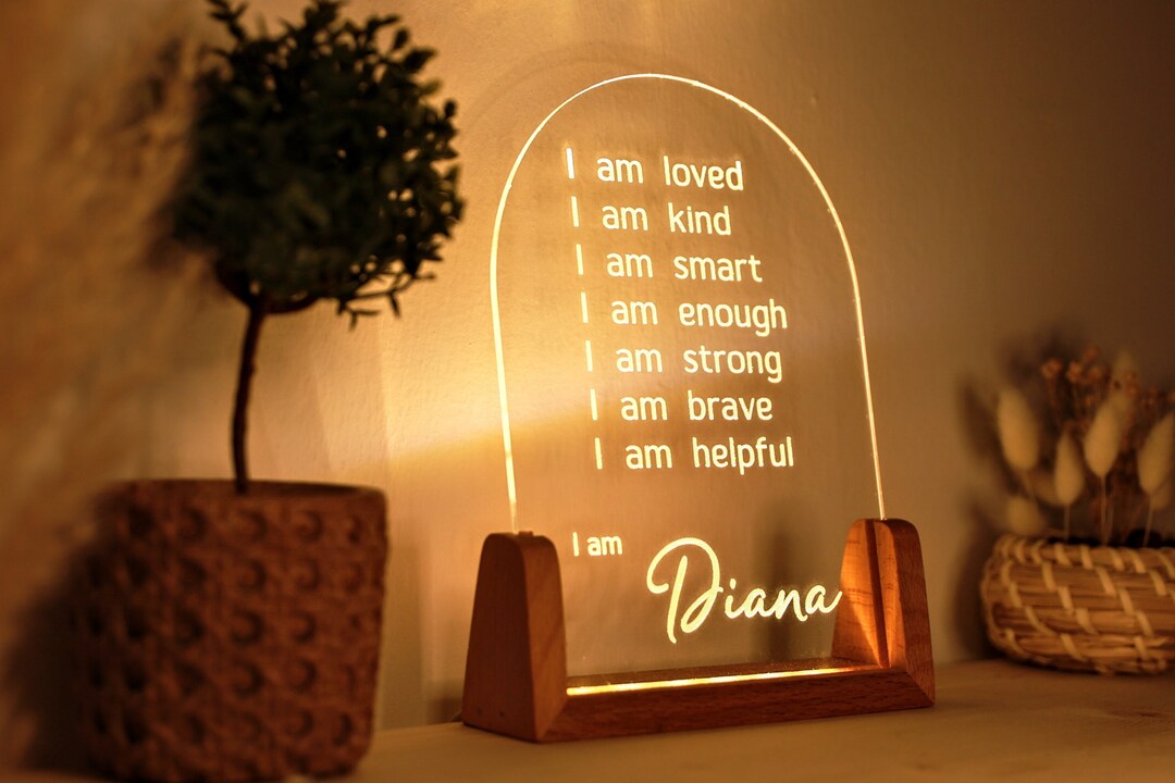 Personalized I Am Affirmations Kids Acrylic Night Light - Nursery ...
