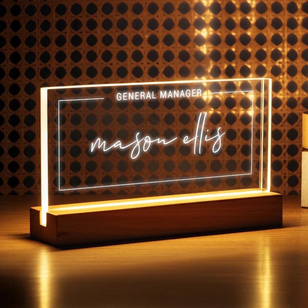 Custom Name Light for Desk, Personalized Acrylic LED Office Name Sign ...