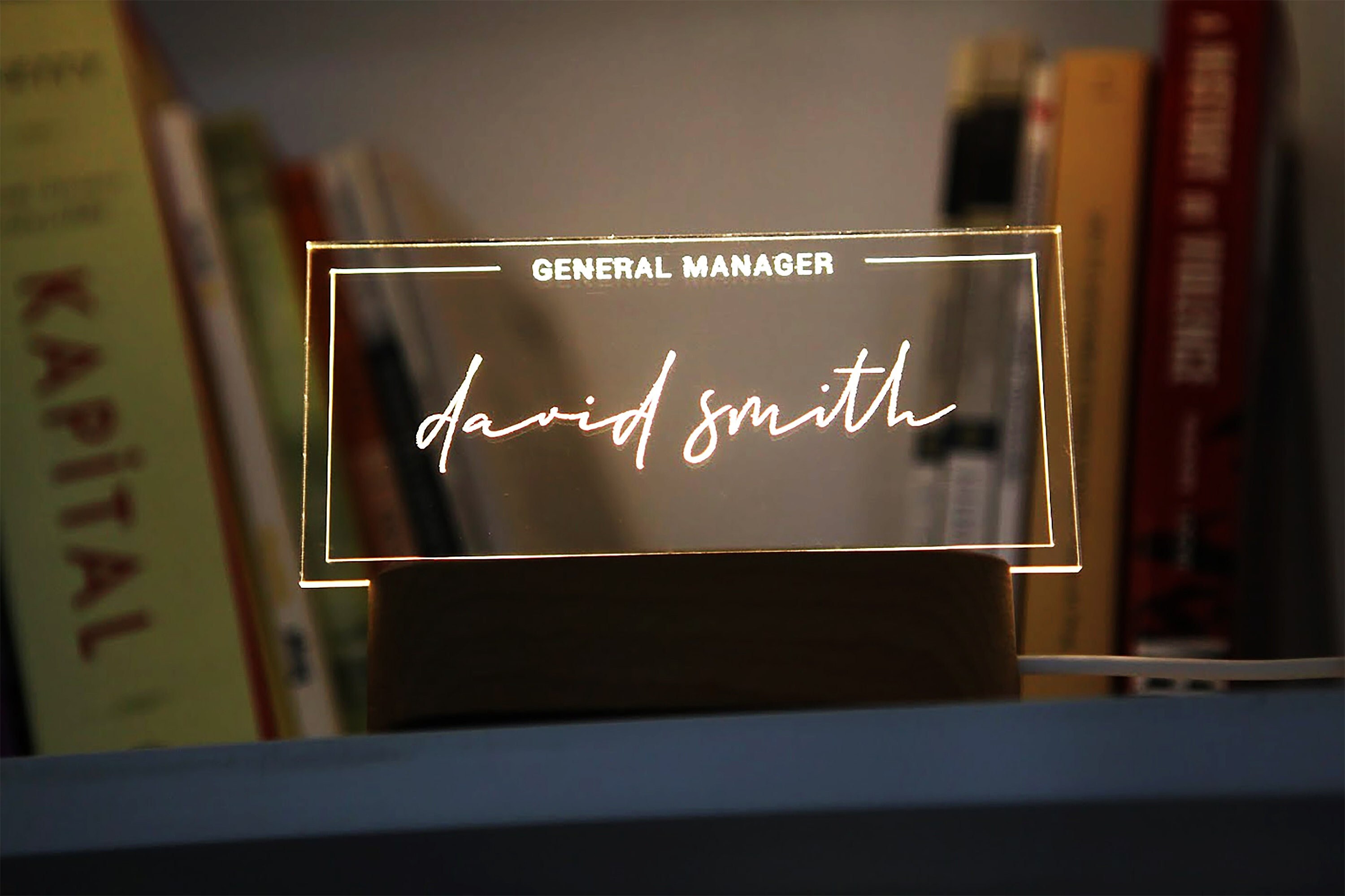 Personalized Desk Name Plate Night Light Minimalist Office - Etsy