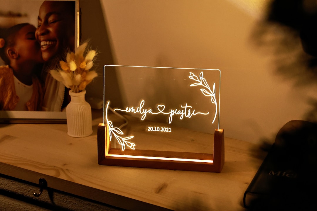 Custom Night Light for Couples - Anniversary Gift for Her / Him ...