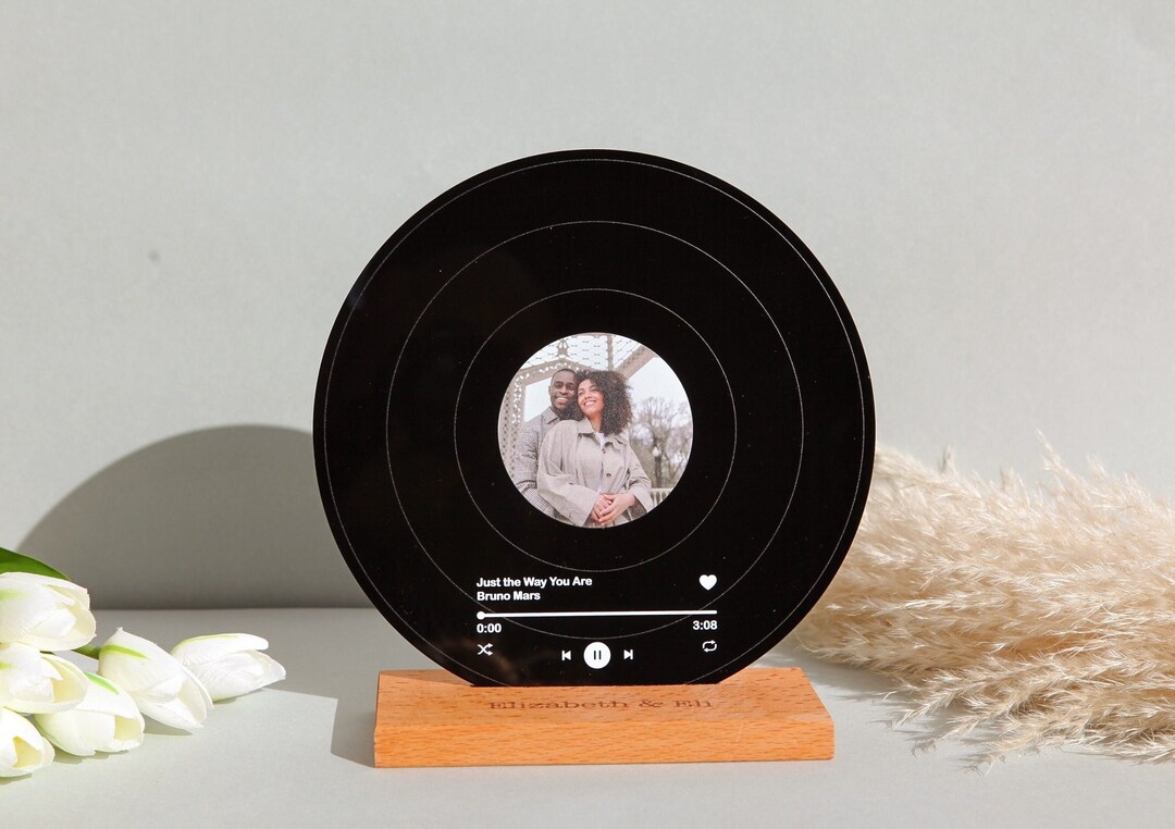 Personalized Vinyl With Wooden Stand Personalized Record With Your ...