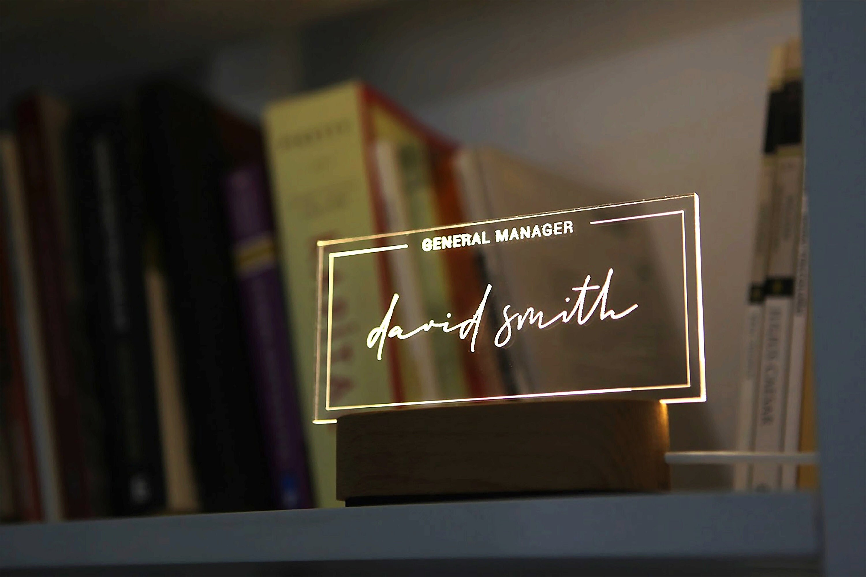 Personalized Desk Name Plate Night Light Minimalist Office - Etsy