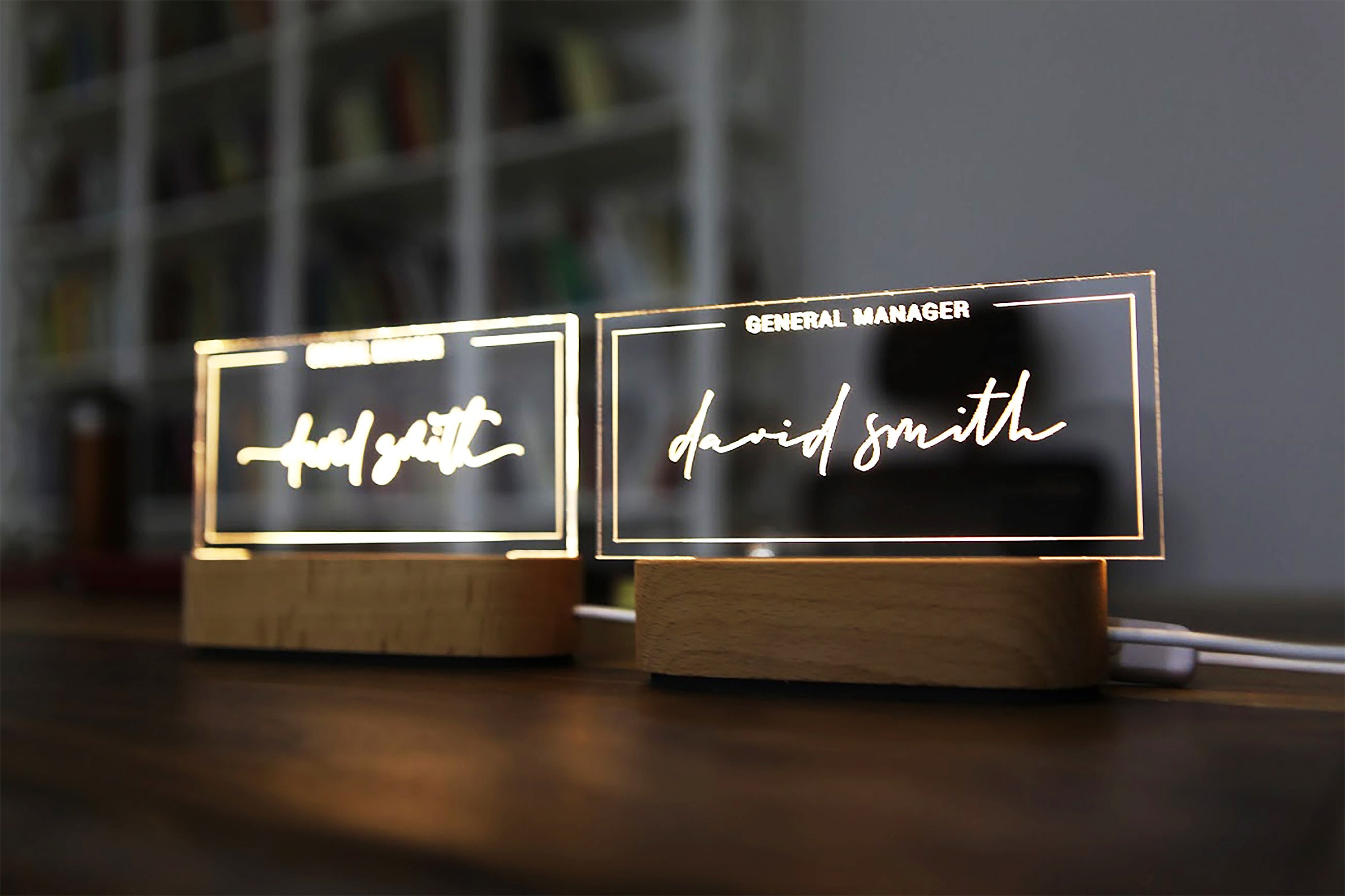 Personalized Desk Name Plate Night Light Minimalist Office - Etsy