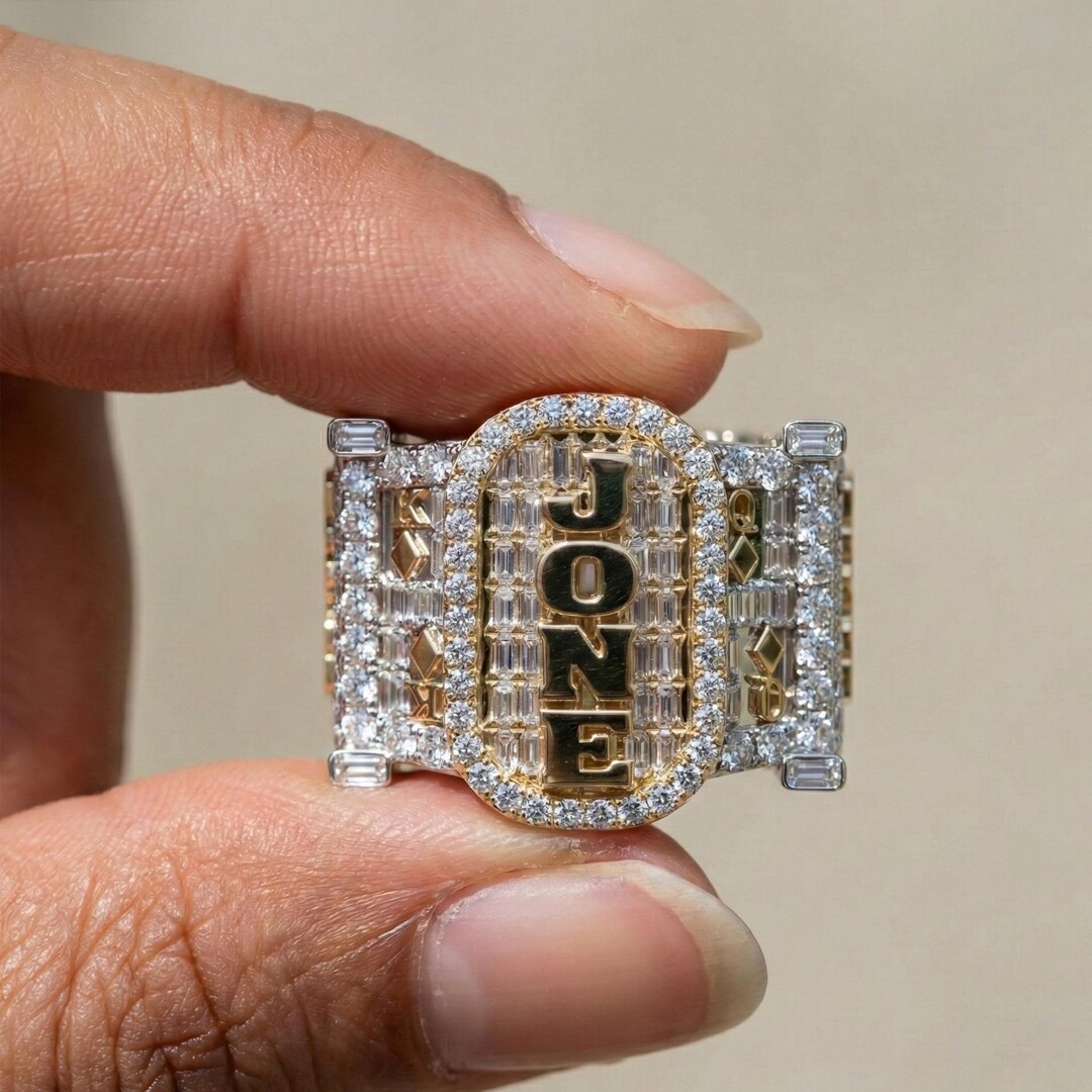 Custom Name Hip Hop Ring – Iced Out Gold Rapper Style Statement Jewelry ...