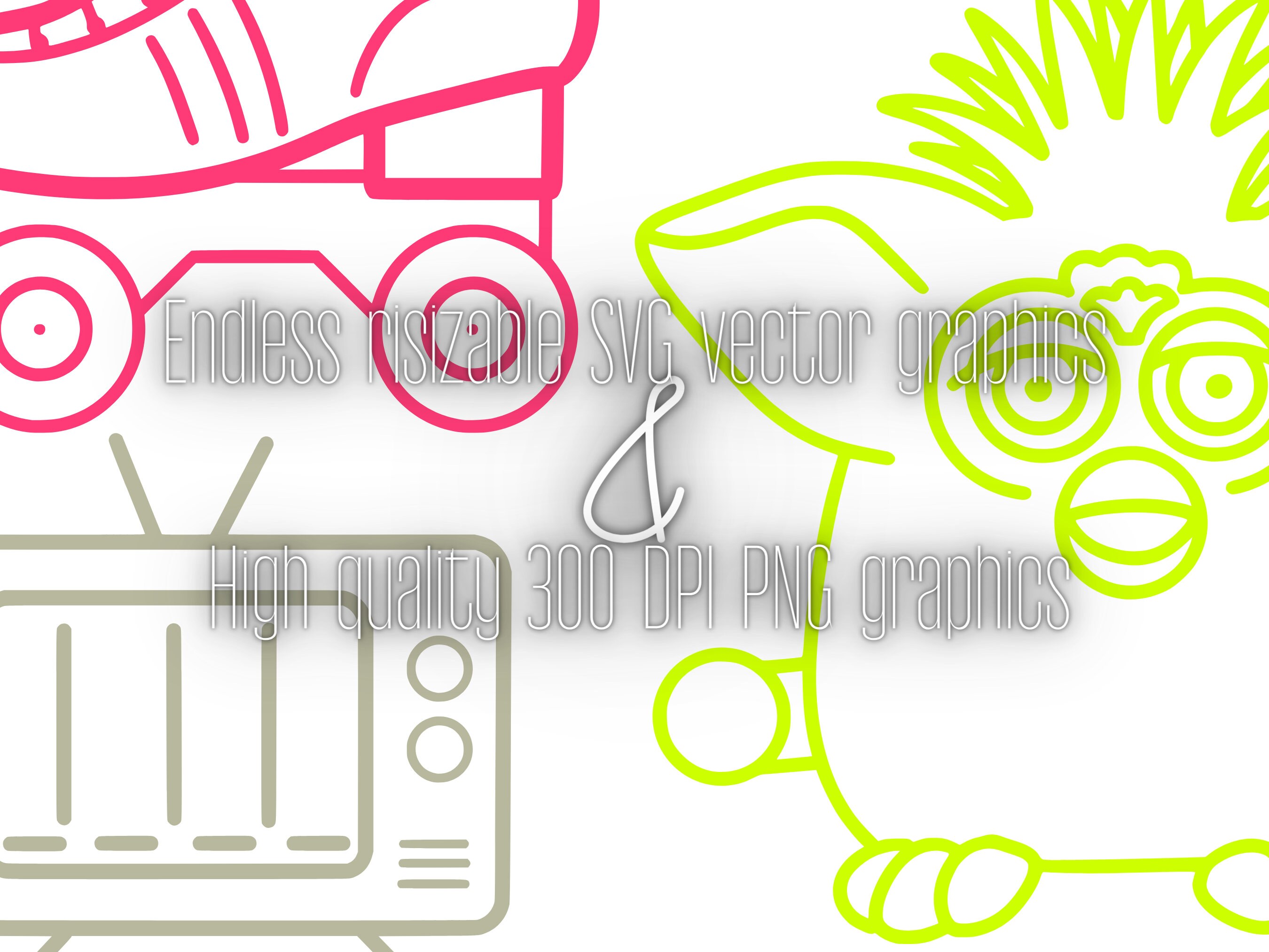 Vintage Retro Doodles Clipart - SVG PNG 80s 90s Outline Illustration ...