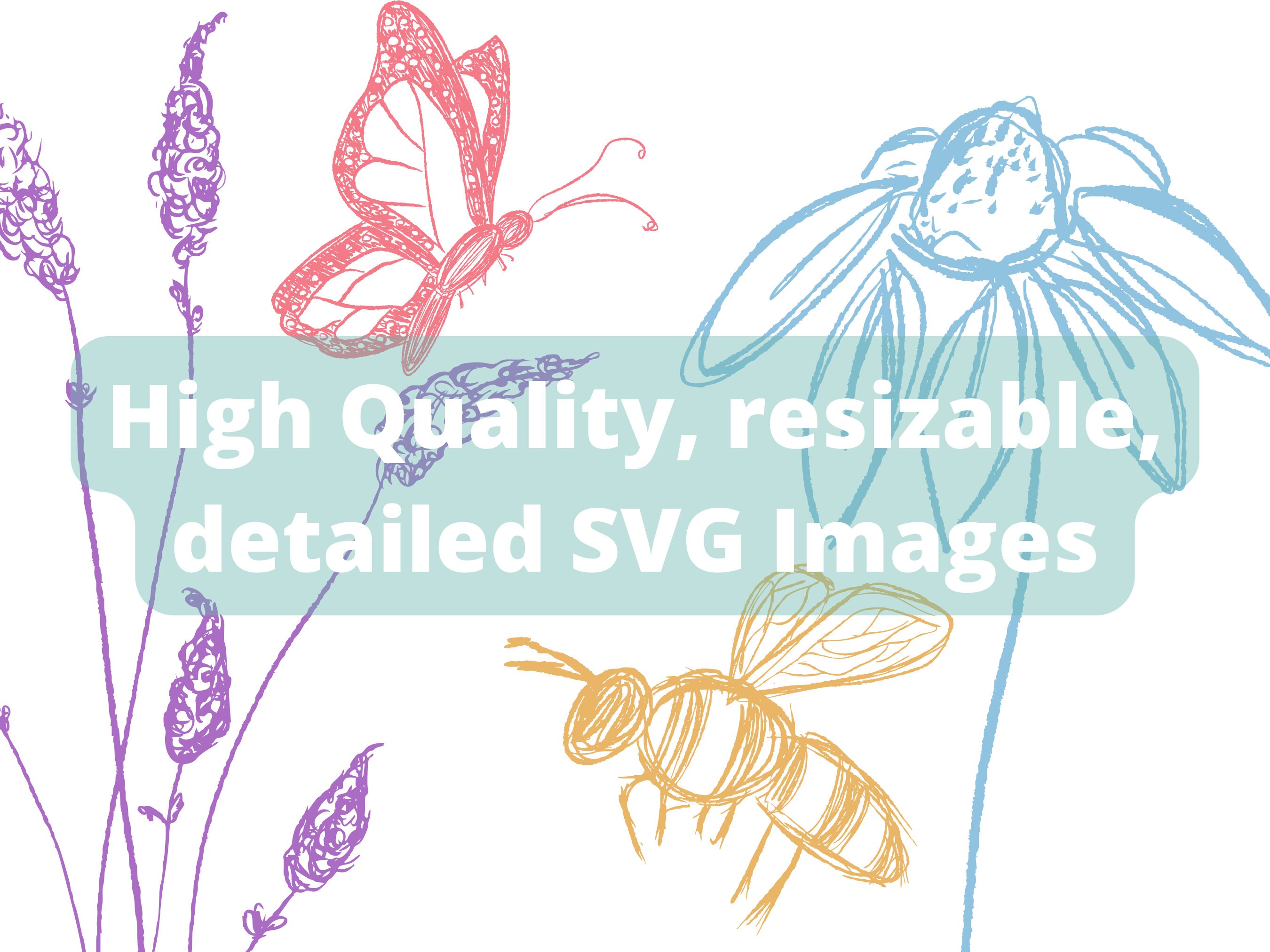Doodle Wildflowers Clipart - SVG PNG Simple Sketch Fineliner Flower ...