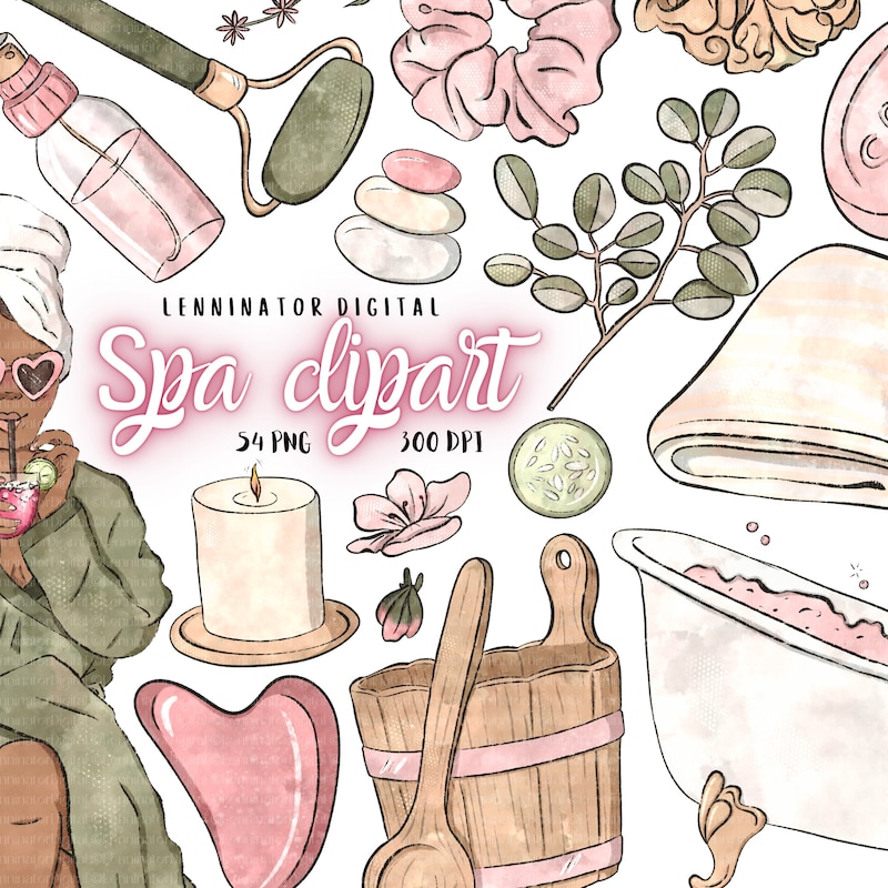 Pink Spa Day Clip Art - Etsy
