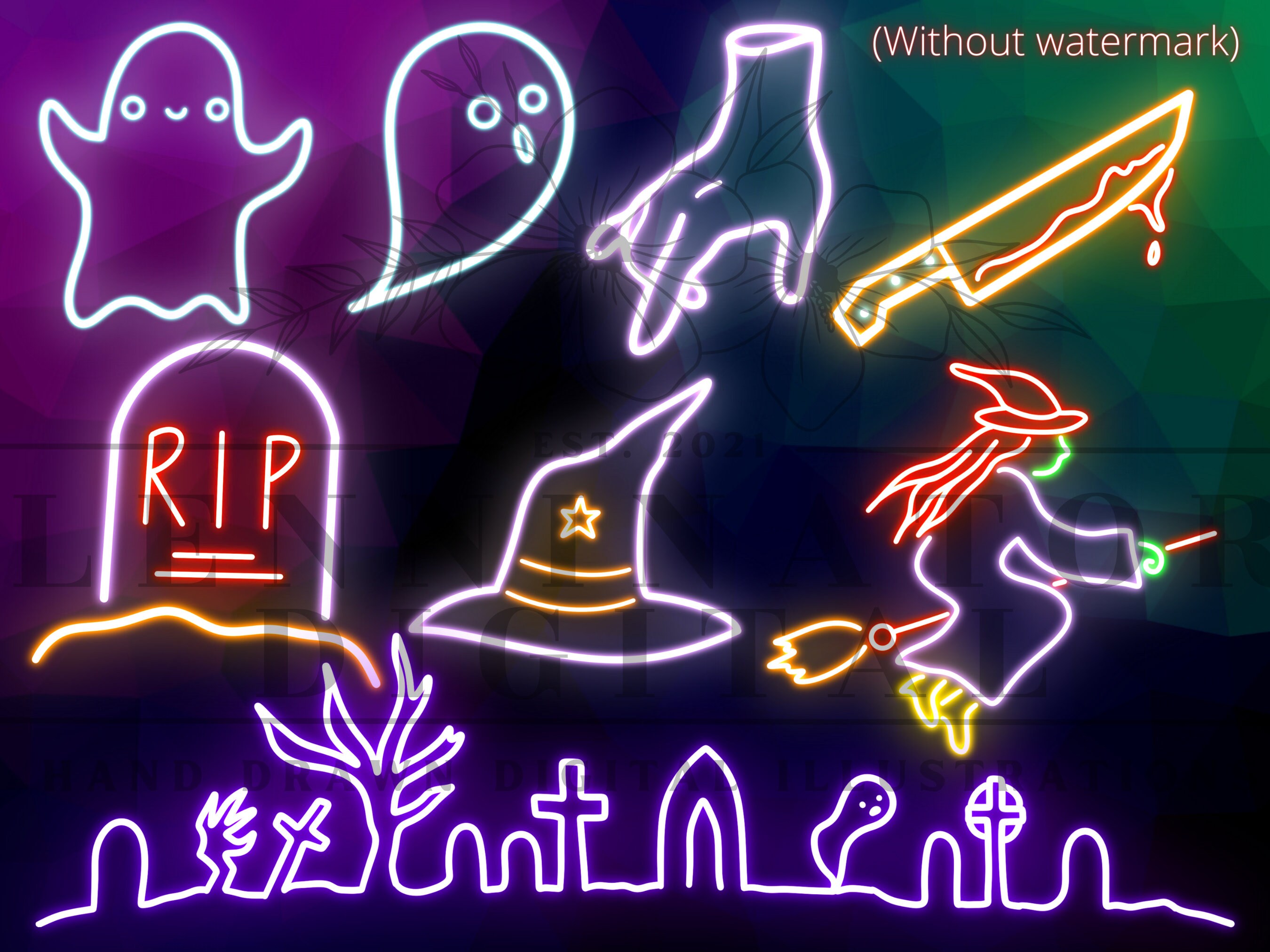 Neon Halloween Party Clipart Set Glowing Digital Spooky Season neon-halloween-party-clipart-set-glowing-digital-spooky-season