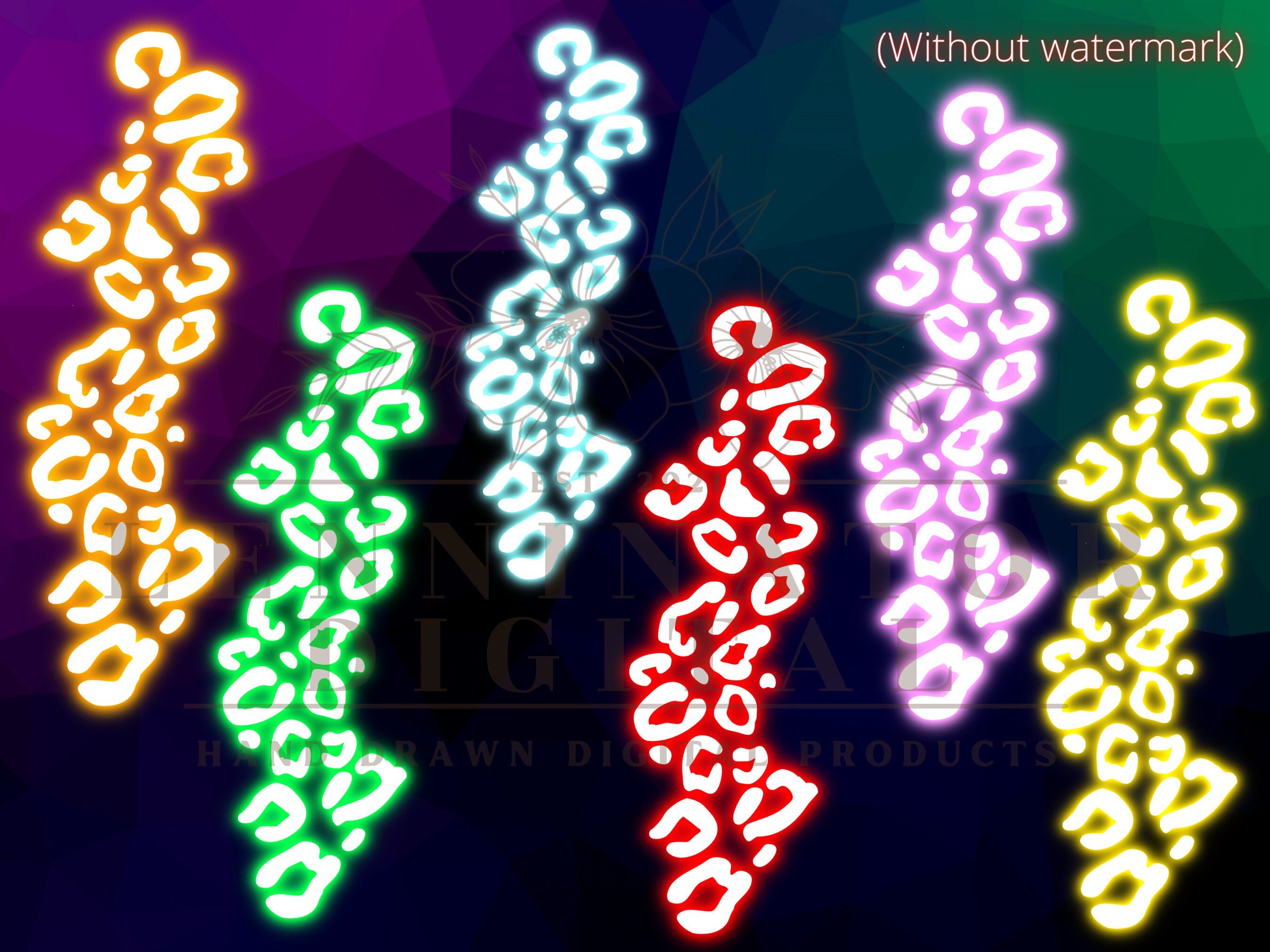 Neon Leopard Print Sticker Clipart - Glowing Bold Cheetah Design in ...