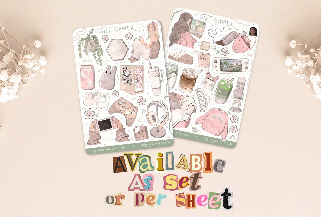 Clean Girl Gamer Sticker Sheets: Hand Made Video Game Stickers for ...