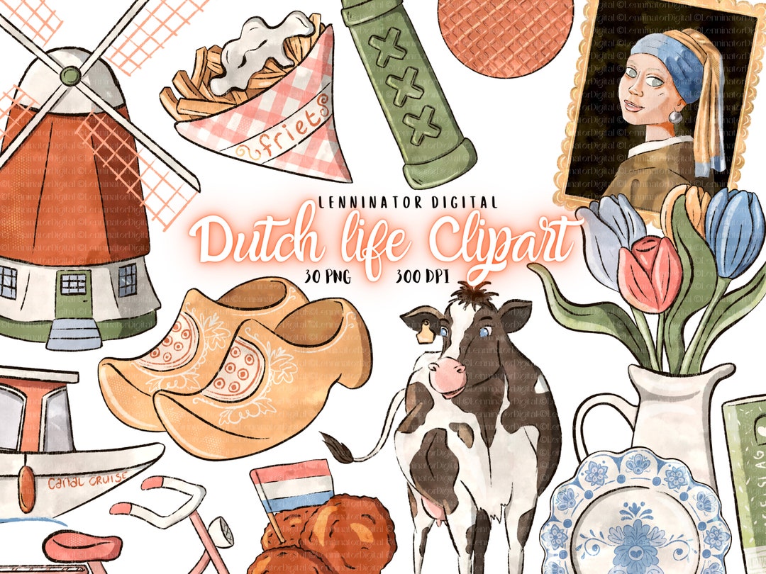 Watercolor Dutch Clipart - Hand Drawn PNG Netherlands Digital ...