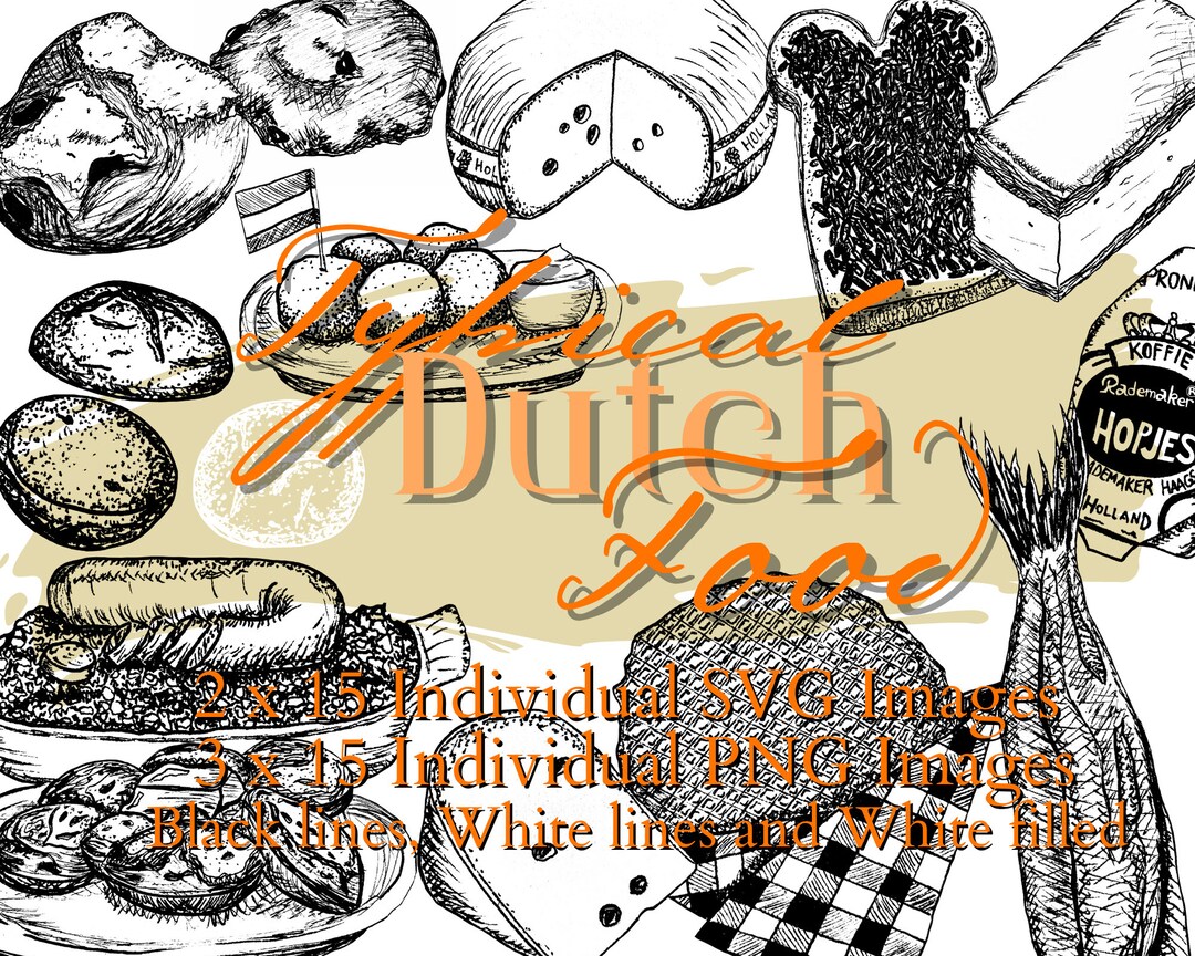 Typical Dutch Food Clipart Bundle Hand Drawn PNG & SVG - Etsy