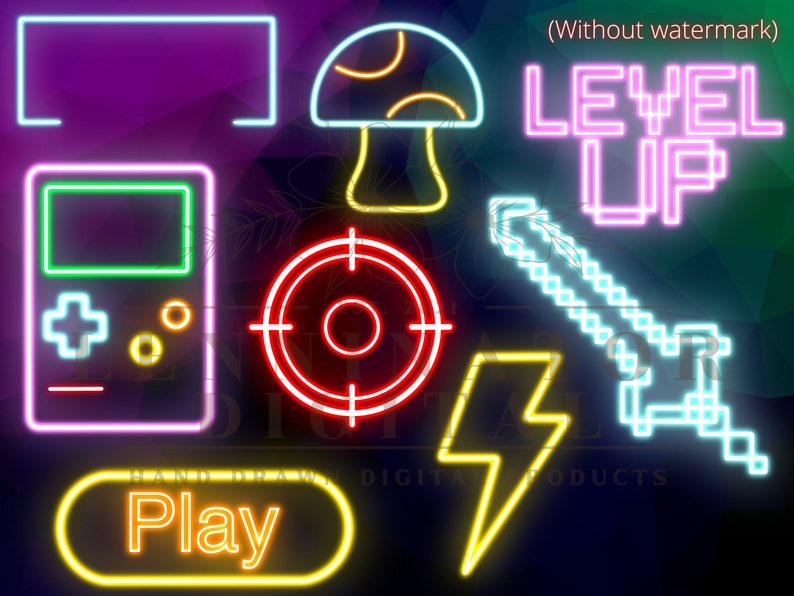 Neon Video Game Clipart Bundle Retro Games Digital Download - Etsy