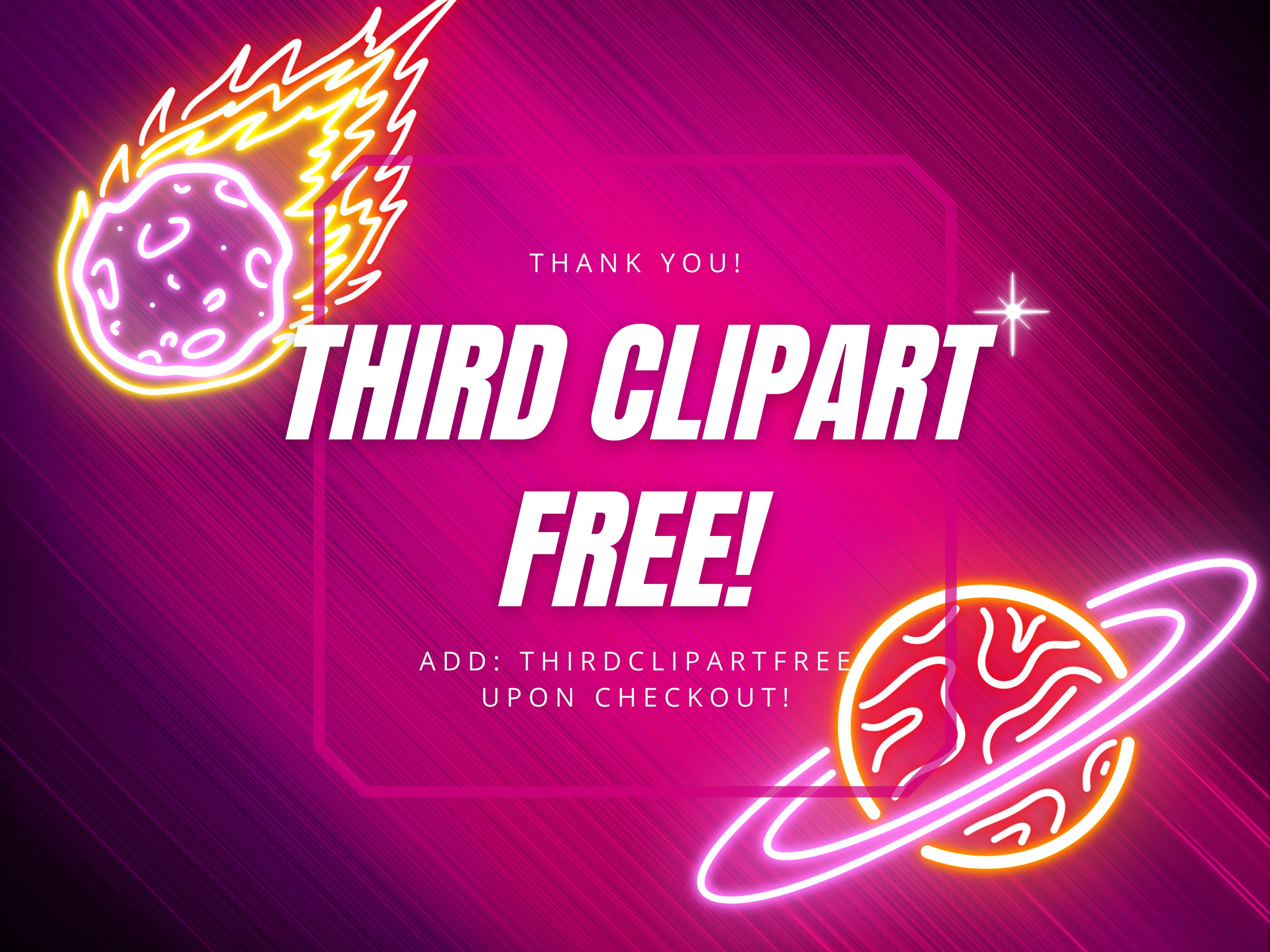 Neon Space Clipart Bundle, Glowing Galaxy PNG Doodles, Celestial ...