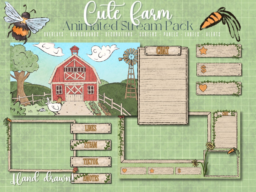Cute Farm Twitch Overlay Stream Pack - Animated Screens and Alerts ...