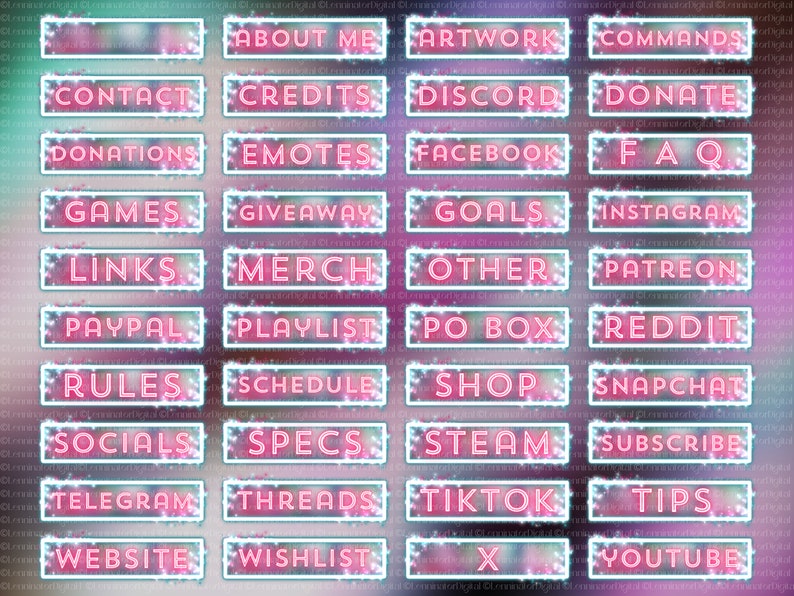 Neon Glitter Twitch Panels: Lofi Stream Assets (digital Download) - Etsy