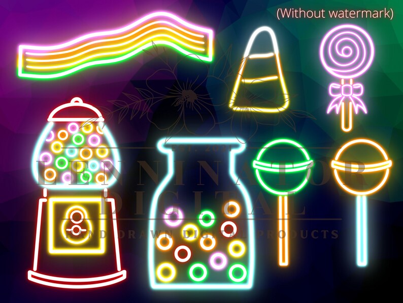 Neon Candy PNG Clipart Bundle Candy and Sweets Digital - Etsy