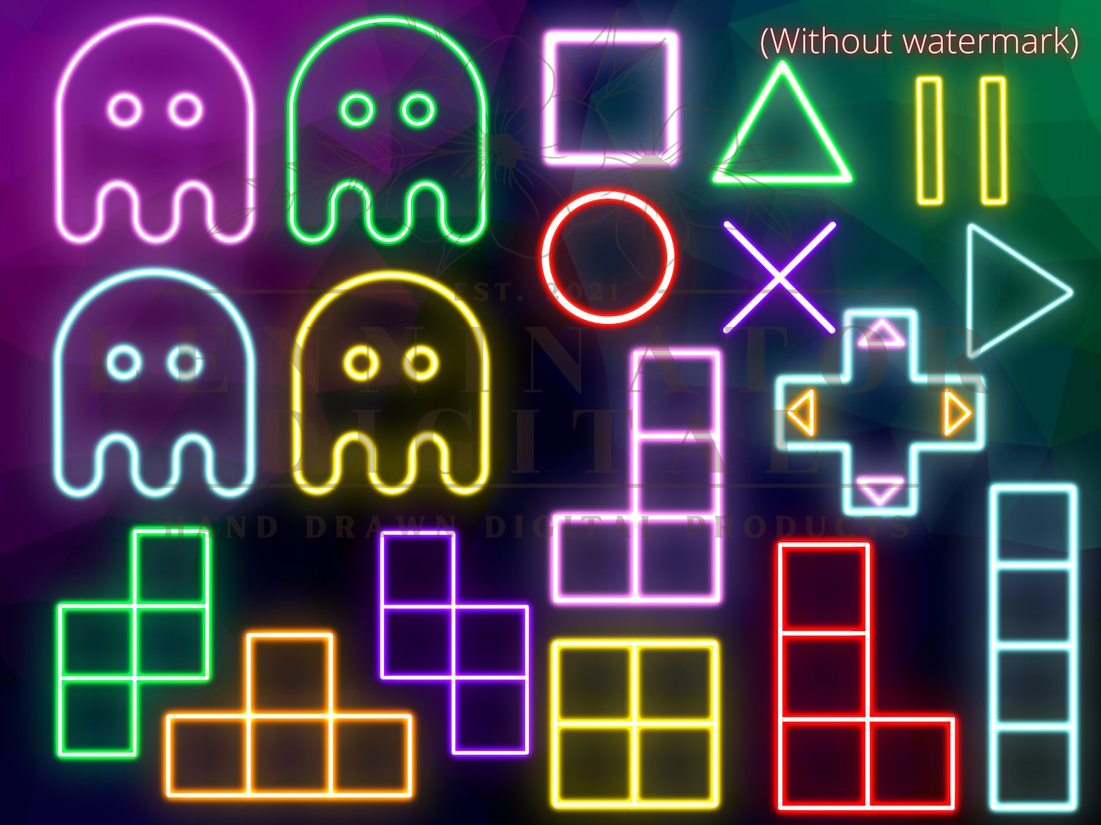Neon Video Game Clipart Bundle Retro Games Digital Download - Etsy