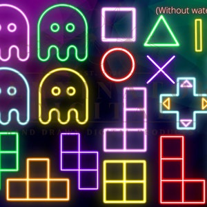 Neon Video Game Clipart Bundle | Retro Games Digital Download ...