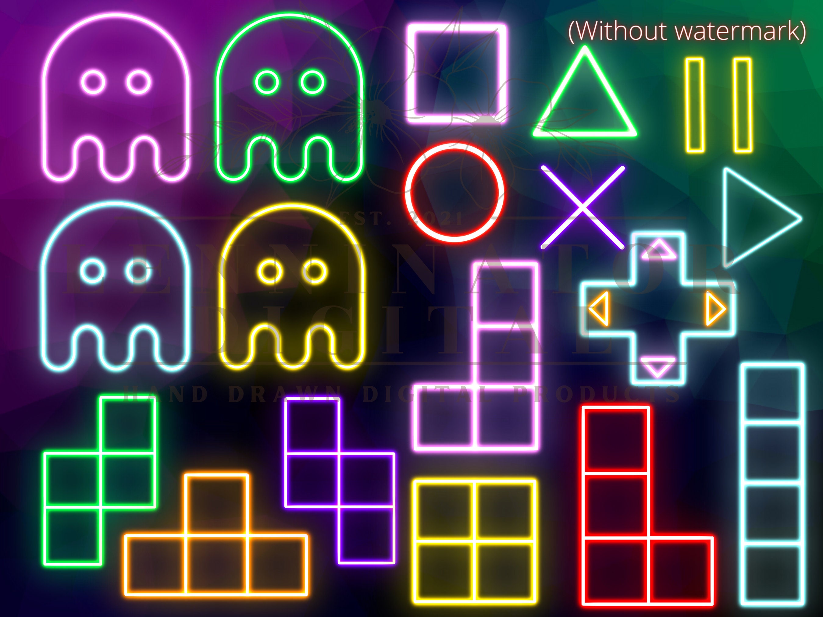 Neon Video Game Clipart Bundle Retro Games Digital Download - Etsy