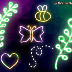 Neon Flower Clipart Set PNG - Glowing Floral Planner Icon Illustrations ...