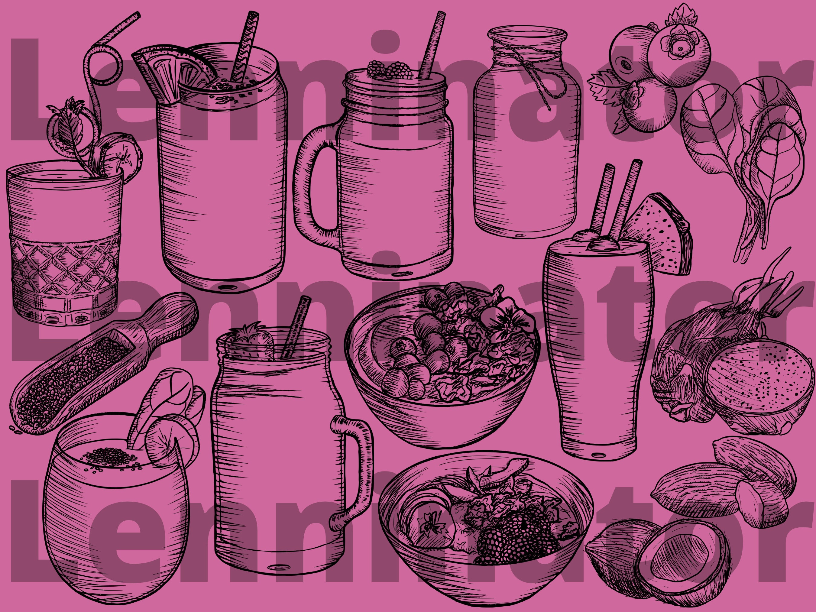 Hand-drawn Smoothie Clipart SVG & PNG Tropical Fruity Drink Digital ...