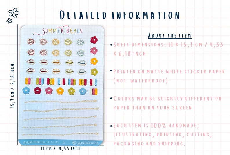 Letter Bead Sticker Sheets: Summer Letters and Numbers Decorative ...