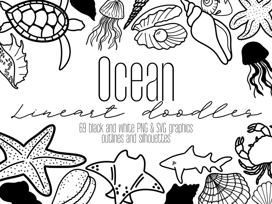 Ocean Doodle SVG PNG Clipart Bundle Simple Shell Summer - Etsy
