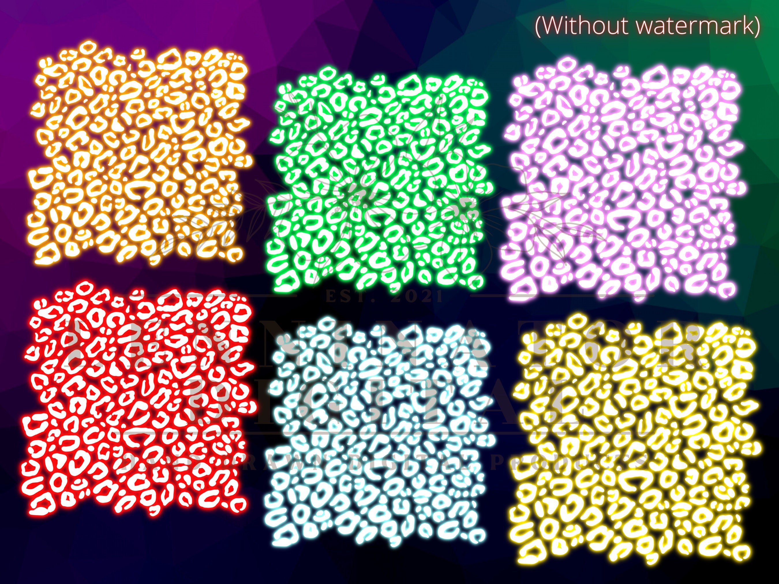 Neon Leopard Print Sticker Clipart - Glowing Bold Cheetah Design in ...