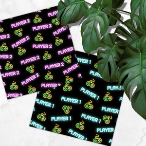 Retro Neon Video Game Digital Paper Set | Glowing Background | Nineties ...