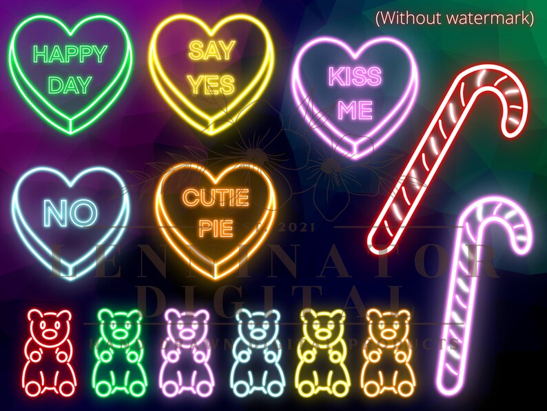 Neon Candy PNG Clipart Bundle Candy and Sweets Digital - Etsy