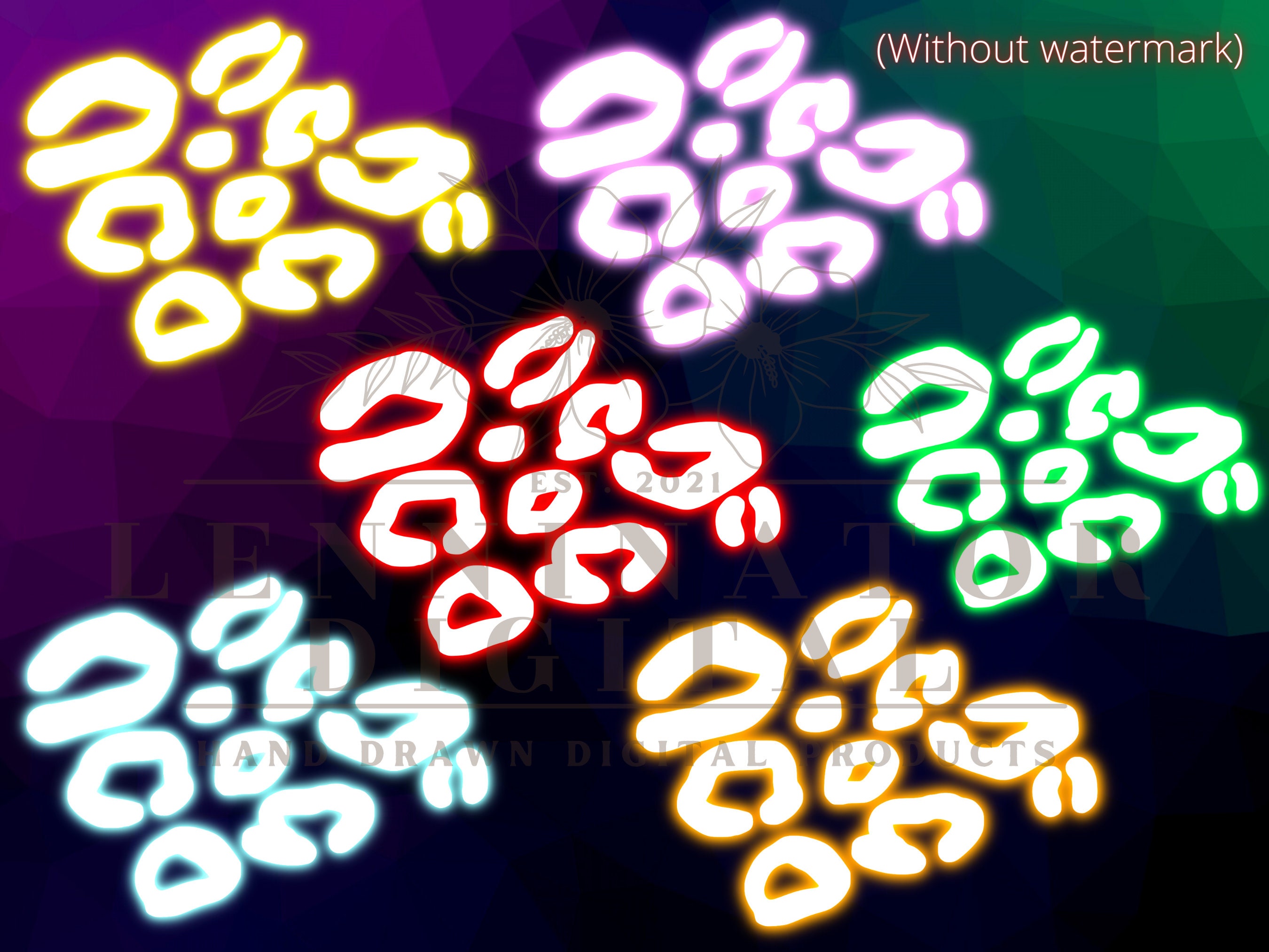 Neon Leopard Print Sticker Clipart - Glowing Bold Cheetah Design in ...