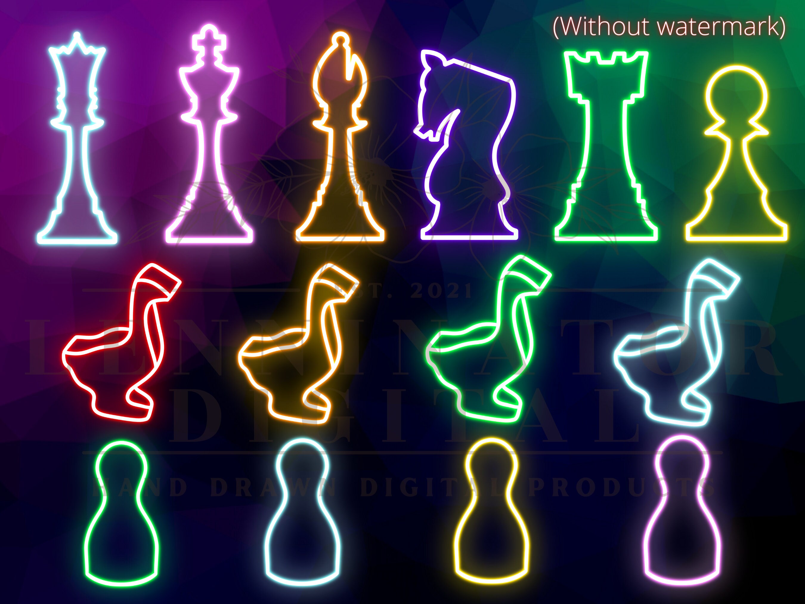 Neon Board Game PNG Clipart Bundle Card and Board Games Retro Digital ...