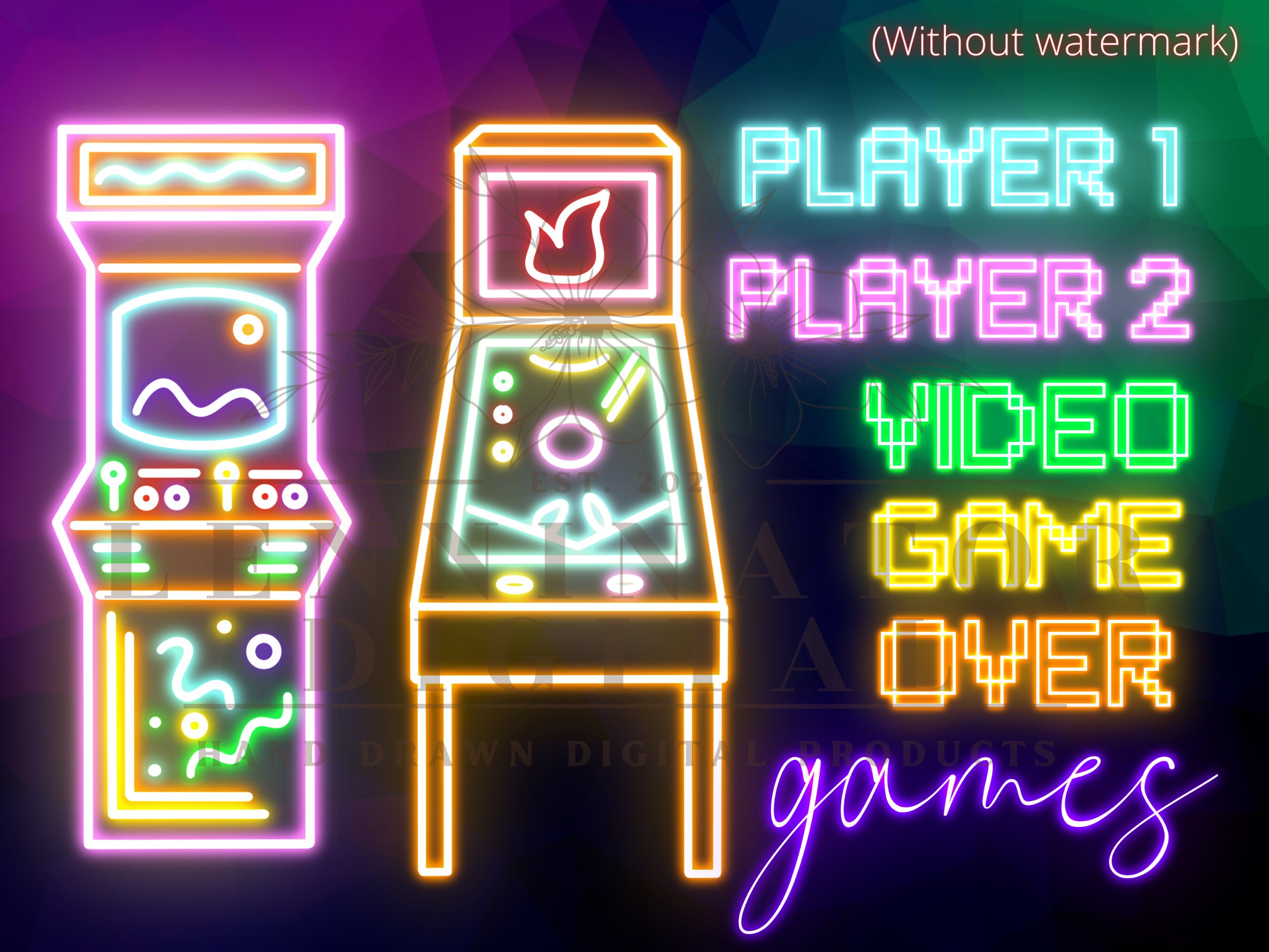 Neon Video Game Clipart Bundle Retro Games Digital Download - Etsy