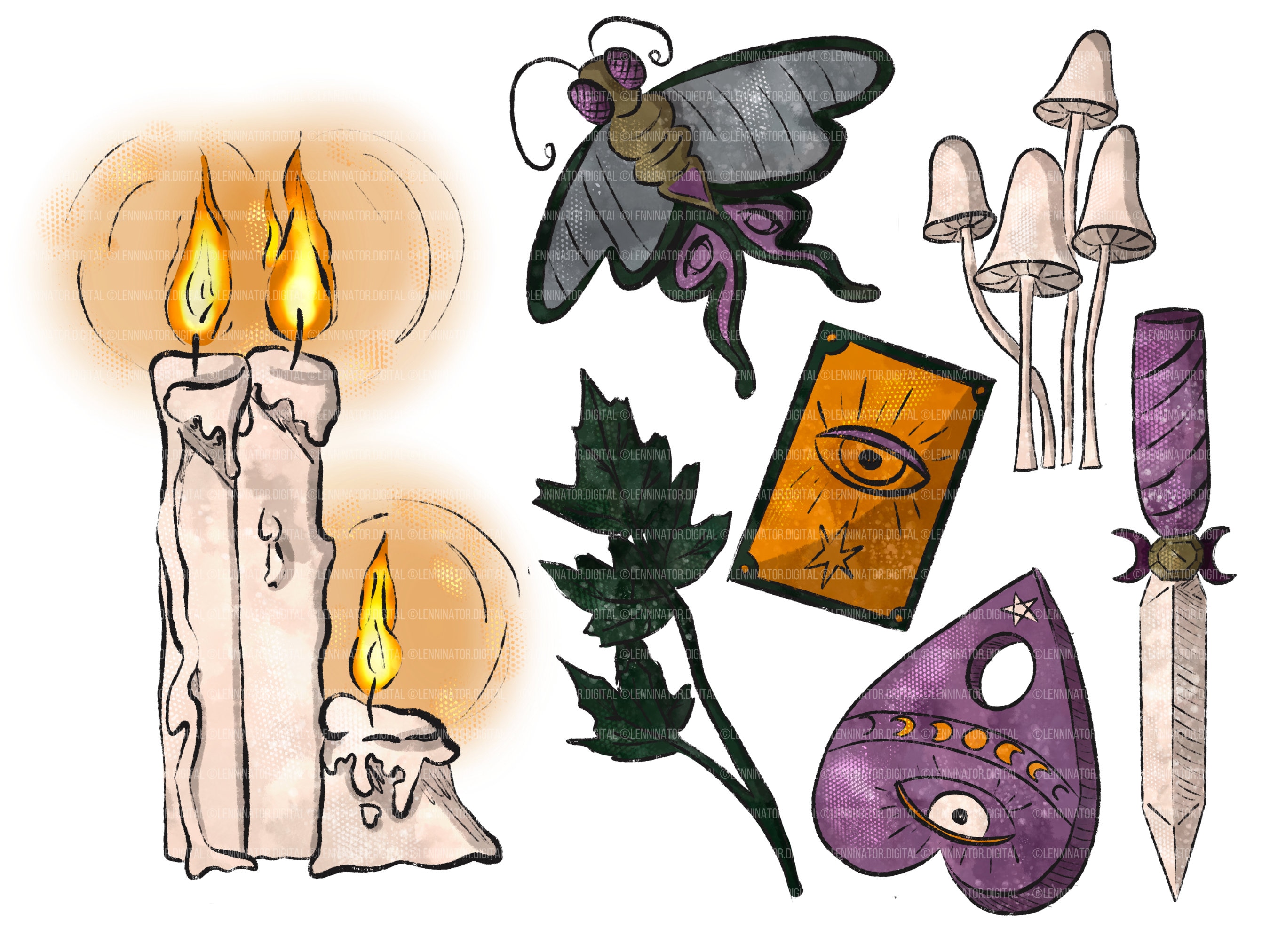 Watercolor Witch PNG Clipart Illustrations, Digital Hand Drawn Magic ...