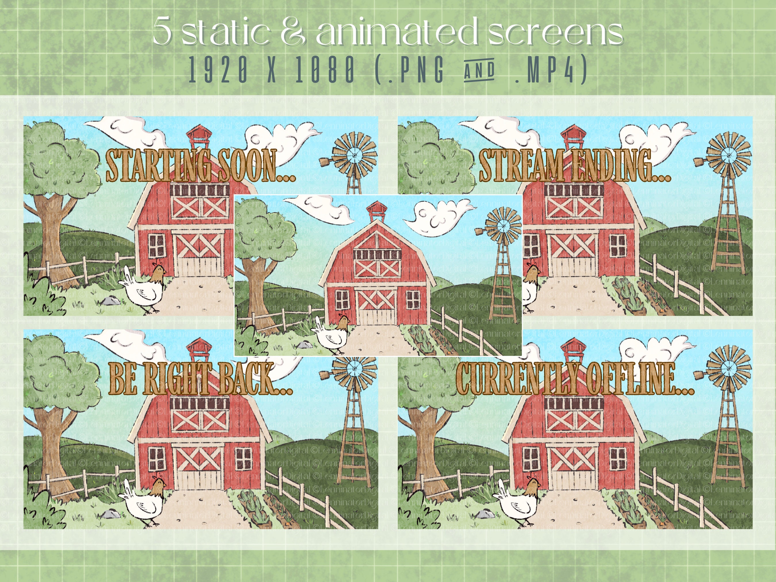 Cute Farm Twitch Overlay Stream Pack - Animated Screens and Alerts ...