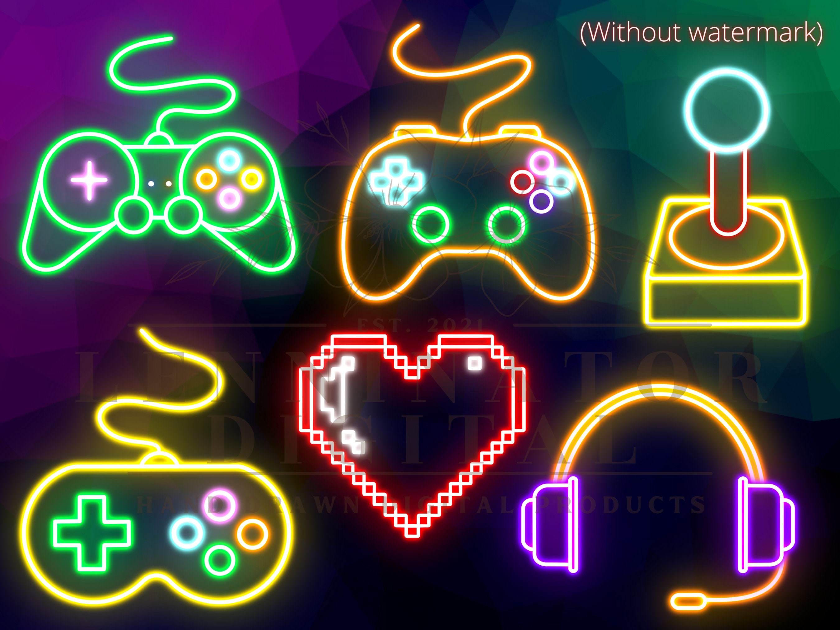 Neon Video Game Clipart Bundle Retro Games Digital Download - Etsy UK