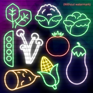 Neon Vegetable Clipart - Digital PNG Heathy Food Stickers - Planner ...