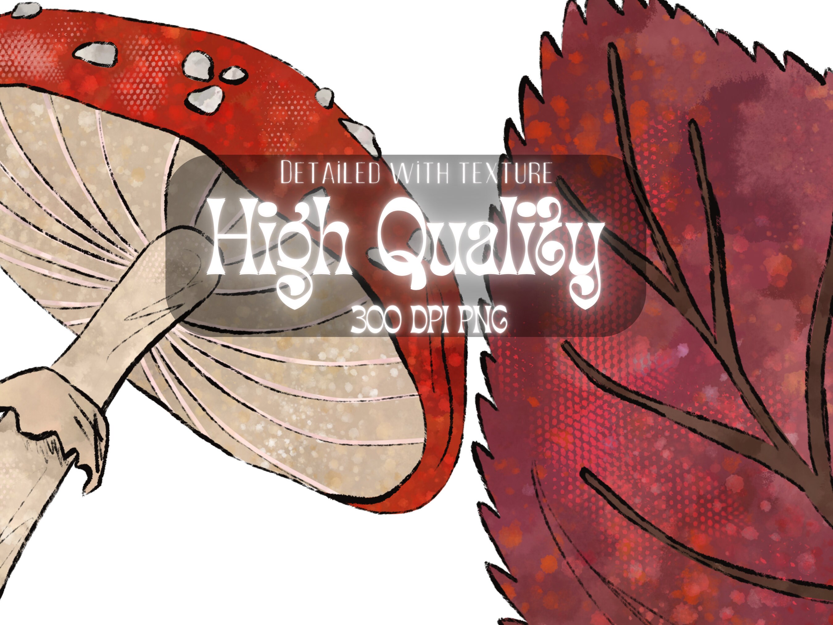 Fall Forest Watercolor PNG Clipart Set, Autumn Leaves and Mushrooms ...