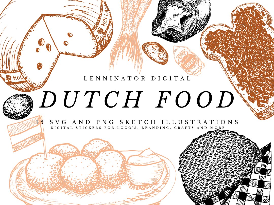 Typical Dutch Food Clipart Bundle, Hand Drawn PNG & SVG Holland Food ...