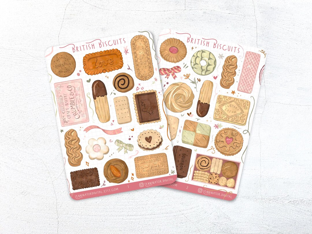 British Biscuit Sticker Sheets - Cute Hand Made Cookie Scrapbook ...
