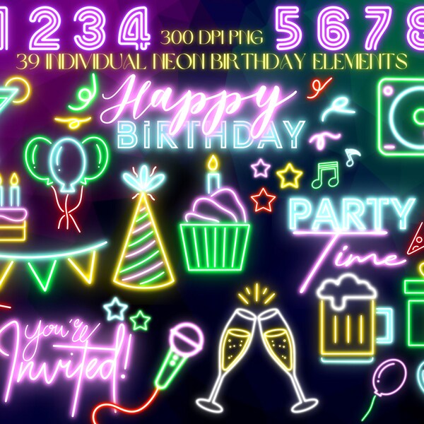 Neon Birthday Party - Etsy