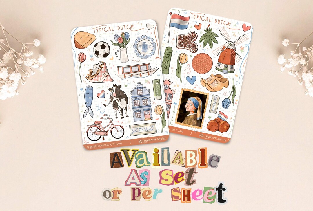 Typical Dutch Sticker Sheets - Hand Made Netherlands Holland Travel ...