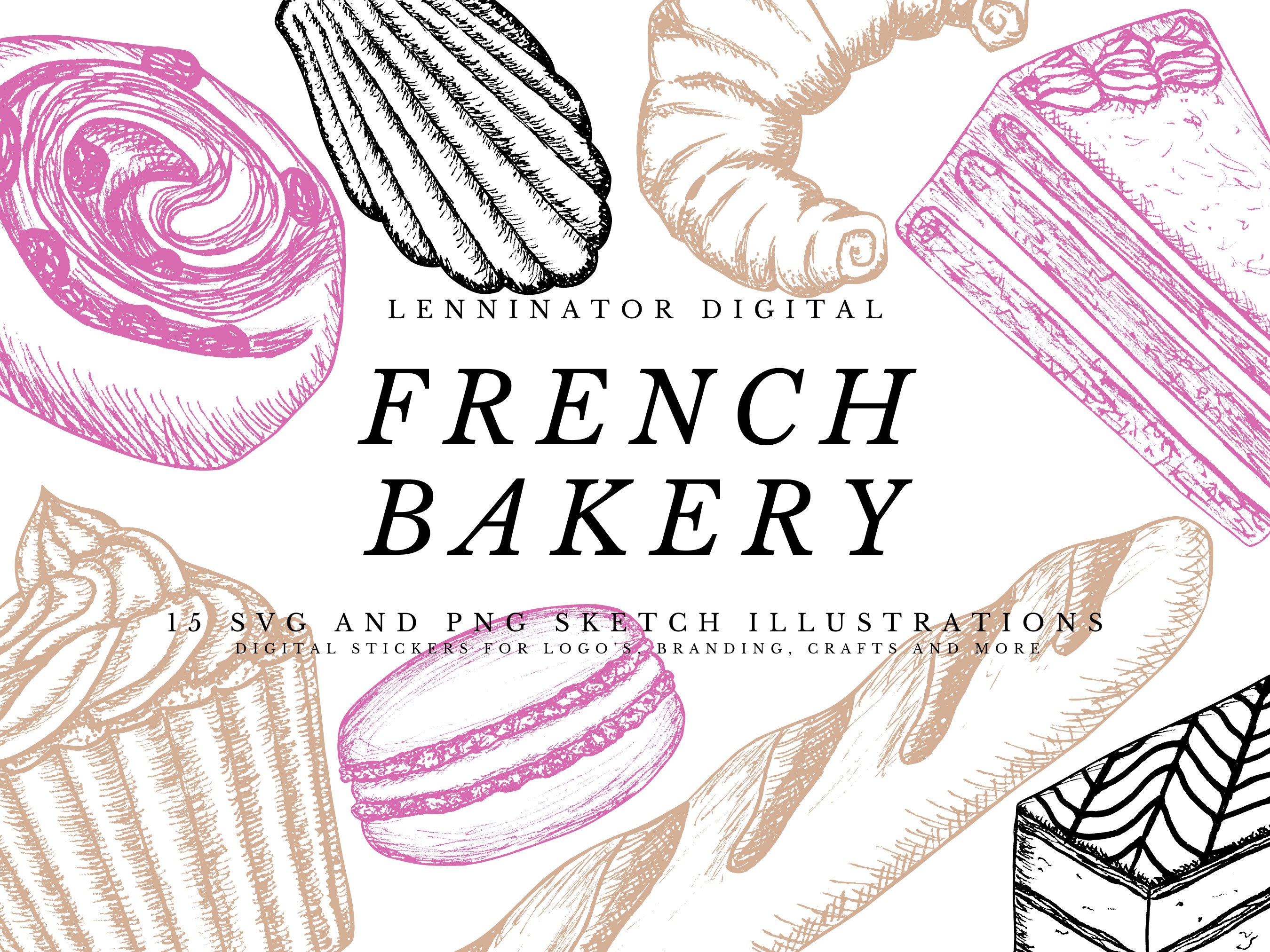 French Pastries Drawings